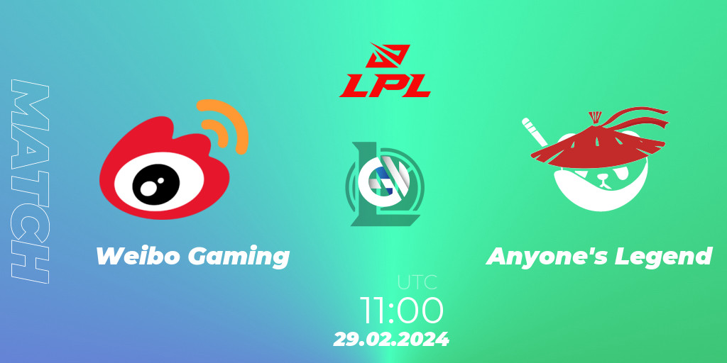 Weibo Gaming VS Anyone's Legend LoL Consejos de apuestas, transmisiones ...